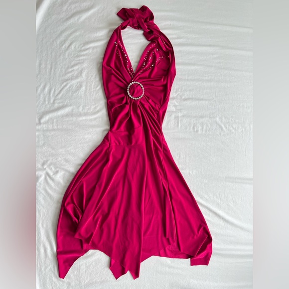 Dresses | Pink Bedazzled Halter Dress | Poshmark